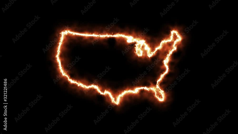 Outline map of USA on fire. 3D Render Stock Video | Adobe Stock