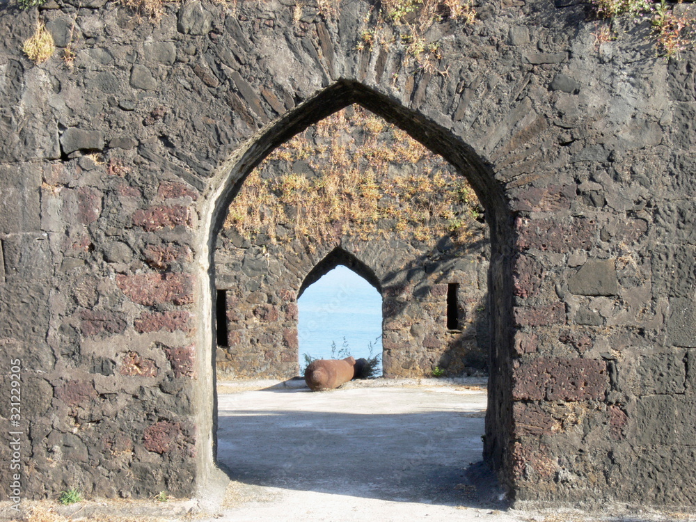 Inside of Janjira fort, Janjira fort is build in the sea 2 Kms. inside ...