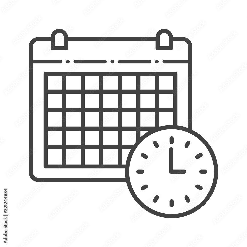 Calendar black line icon. Schedule sign. Time management, planning ...