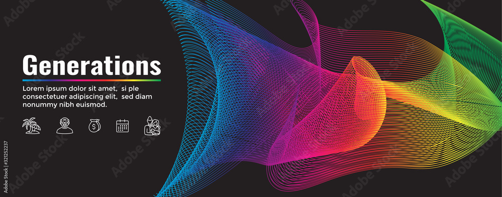 Generations and Aging Web Header Banner and Icon Set Stock Vector ...