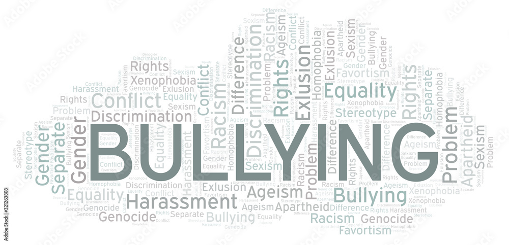 Bullying - type of discrimination - word cloud. Stock Illustration ...