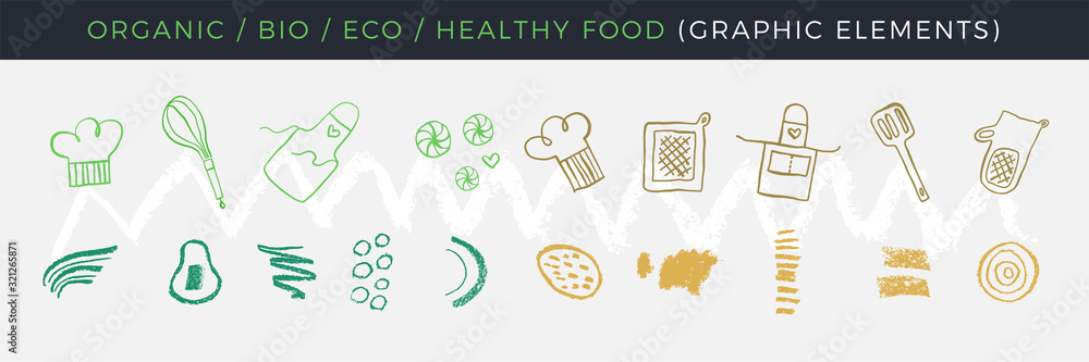Gastronomy icons set. Gastronomic linear signs. Doodle logos for ...
