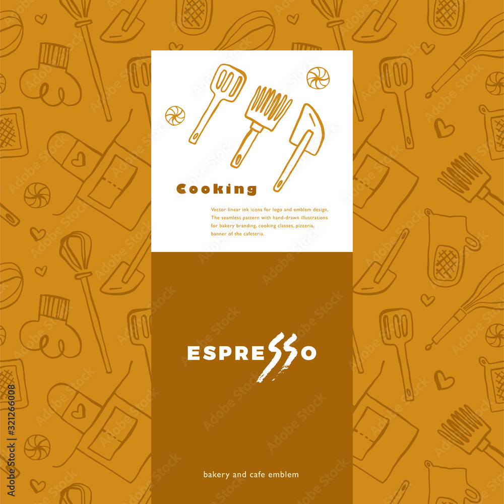 Gastronomy icons set. Gastronomic linear signs. Doodle logos for ...