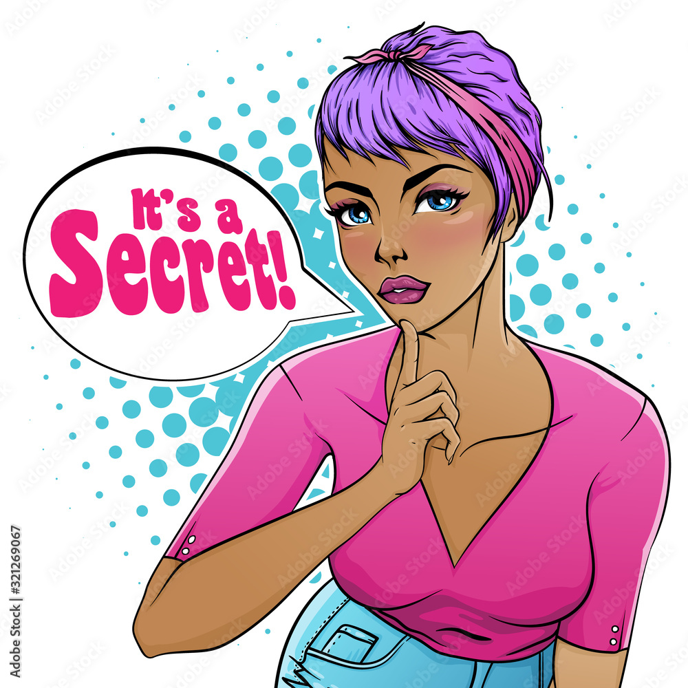 "It's a Secret!"template poster design. Vector illustration of pretty ...