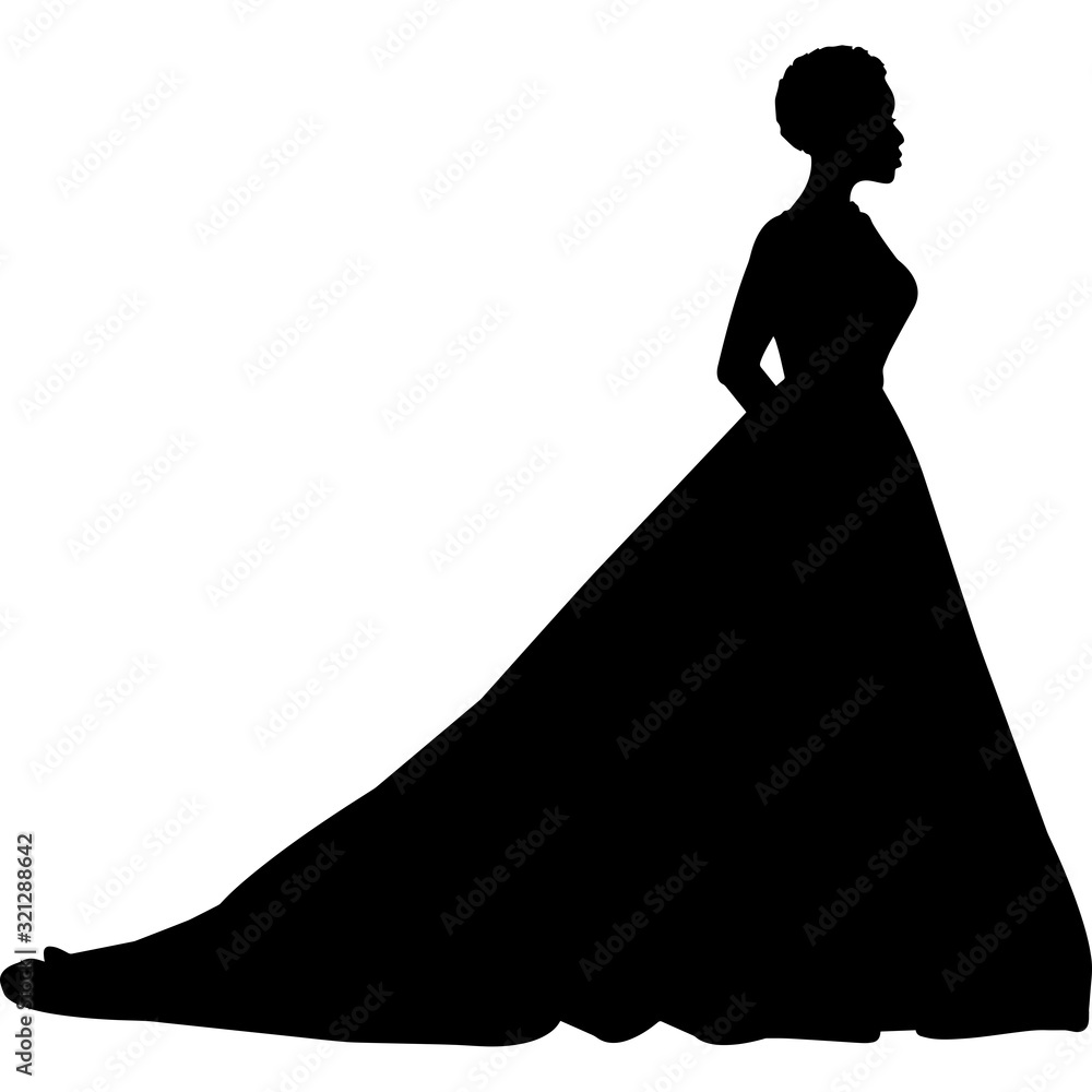 African Amercian Princess - Side View, Black Afro People Silhouette ...
