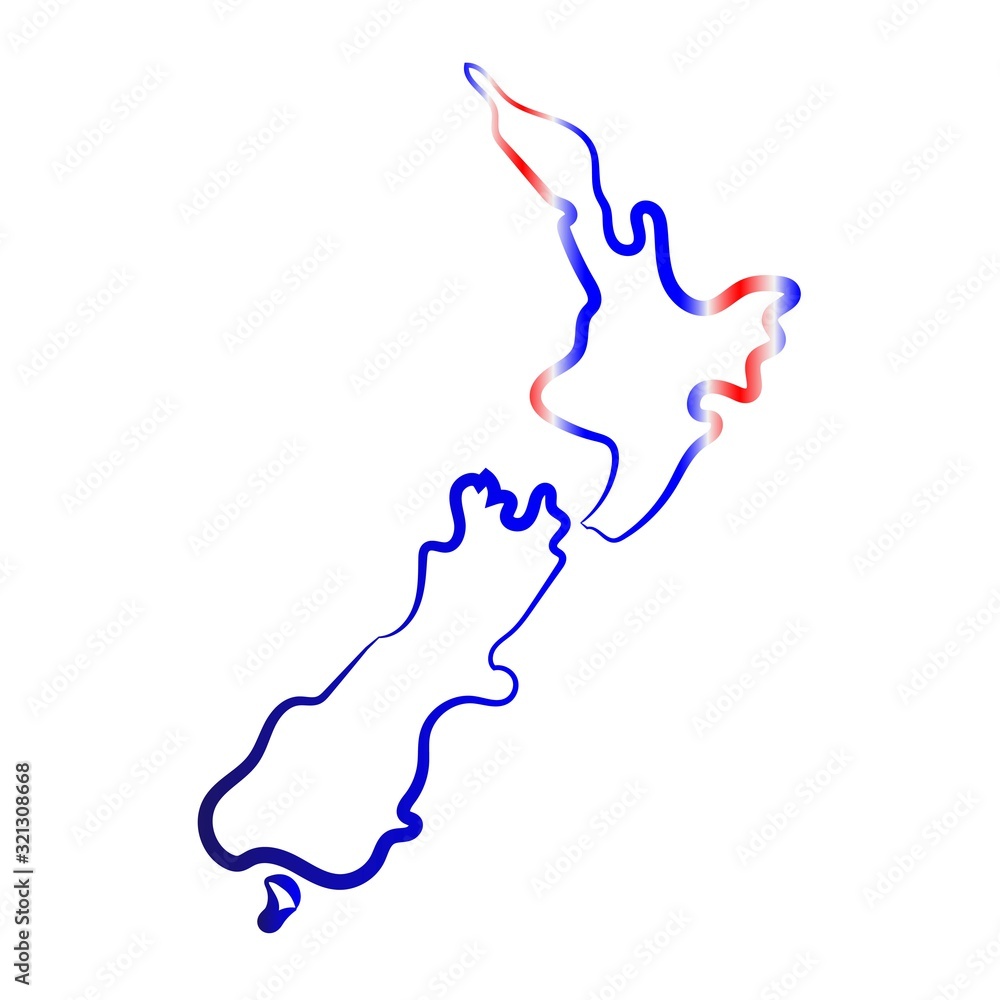 New zealand coloring the contour map. Vector background. Outline Stock ...