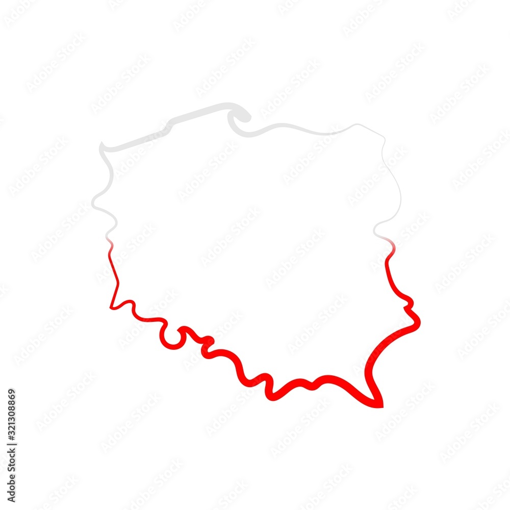 Poland coloring the contour map. Vector background. Outline Stock ...