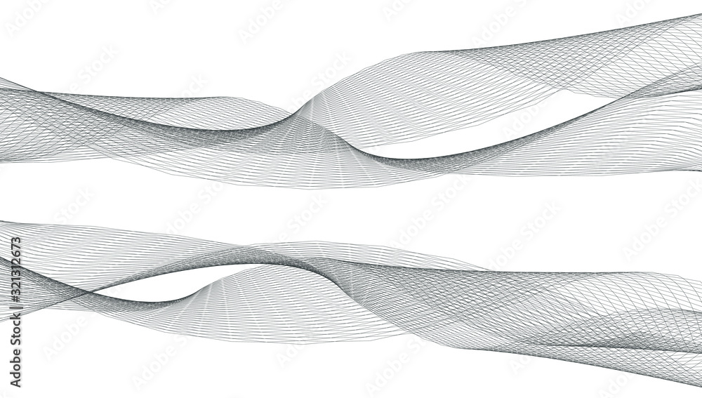 Set of horizontal waves, abstract lines art illustration isolated on ...