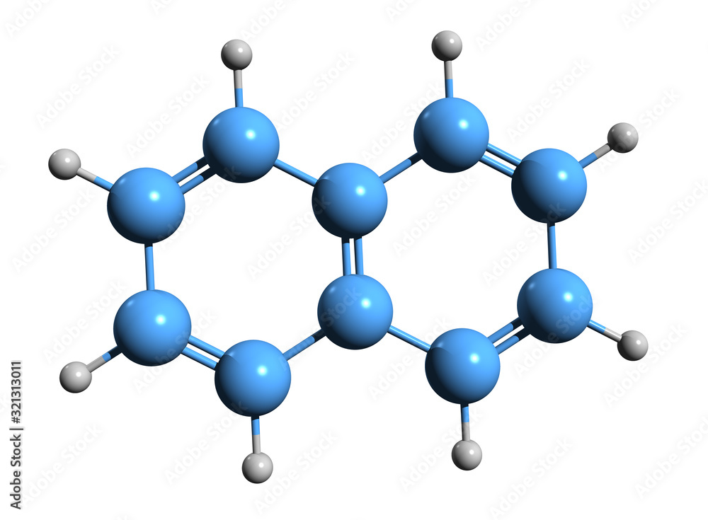 3D image of naphthalene skeletal formula - molecular chemical structure ...