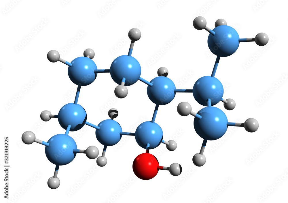 3D image of menthol skeletal formula - molecular chemical structure of ...
