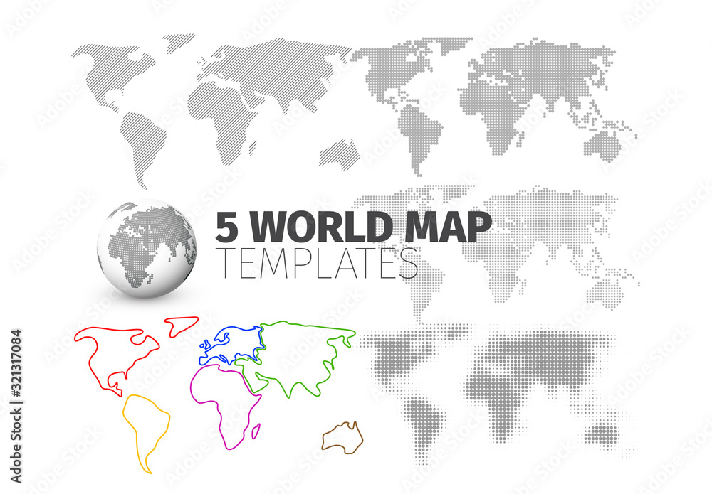 5 World Map Layouts Stock Template | Adobe Stock