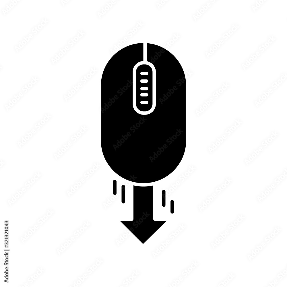 Vetor do Stock: Mouse and down arrow black glyph icon. Web page ...