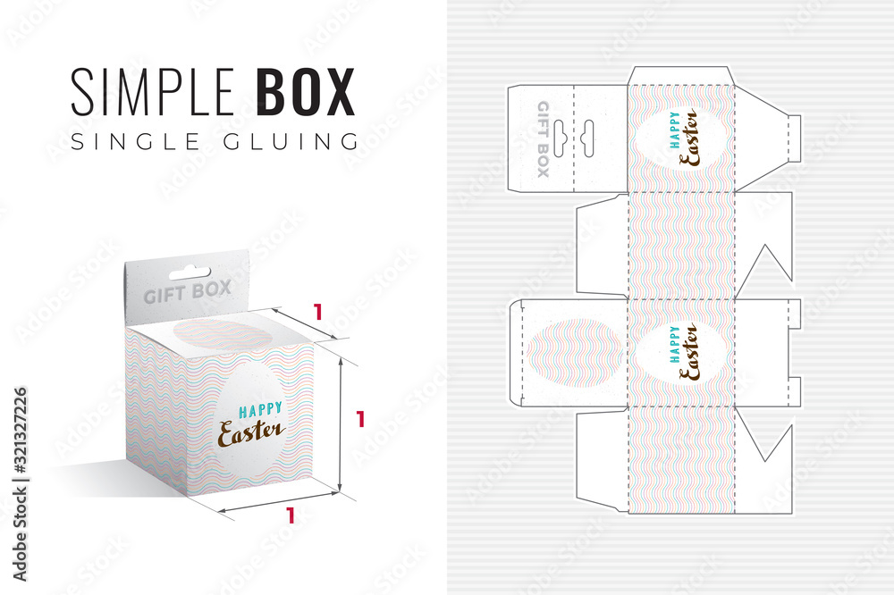 Happy Easter Hanging Light Gift Box Die Cut Cube Template with 3D ...