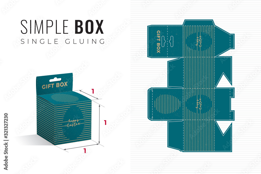 Happy Easter Hanging Striped Gift Box Die Cut Cube Template with 3D ...