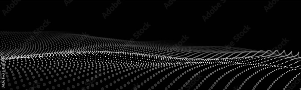 Abstract digital wave of particles. Futuristic point wave. Technology ...
