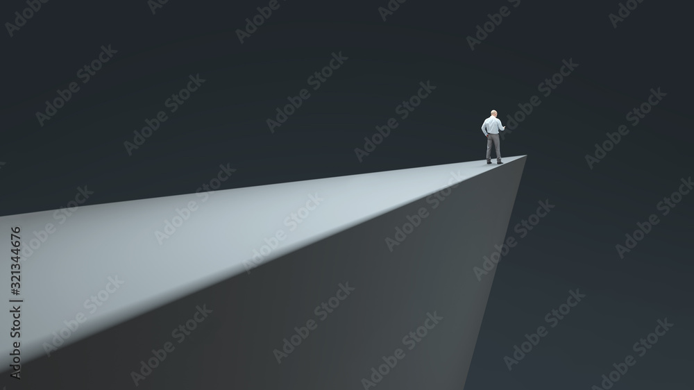 man standing on the edge of the abyss Stock Illustration | Adobe Stock