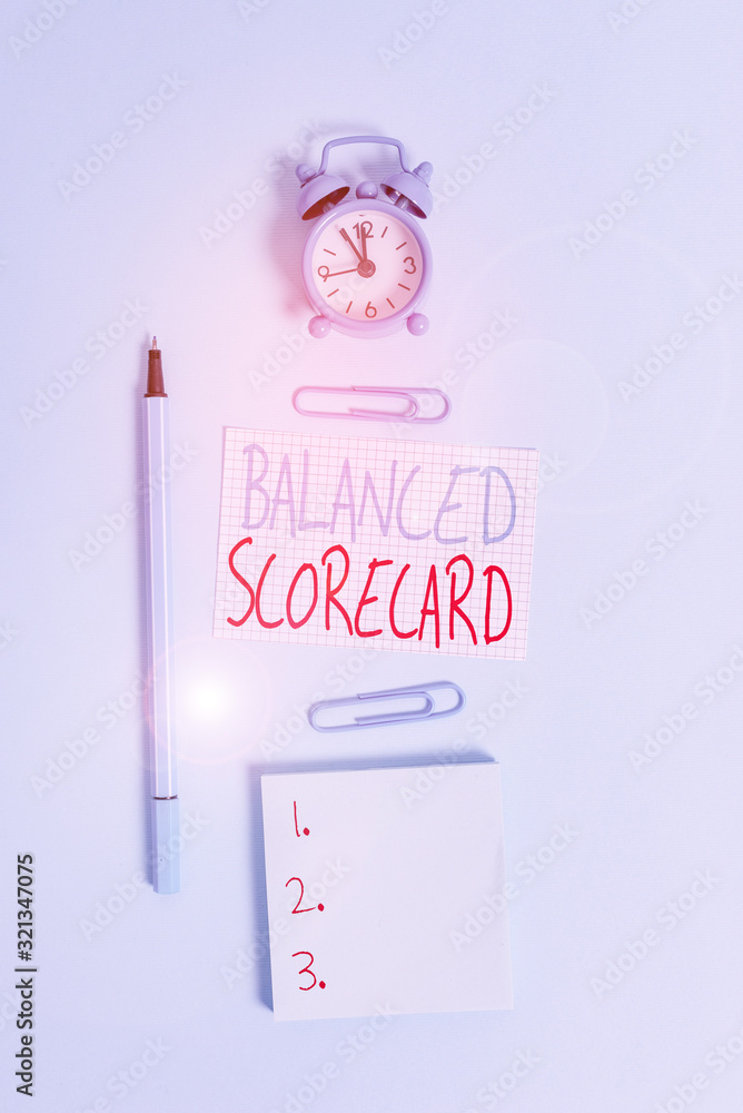 Conceptual hand writing showing Balanced Scorecard. Concept meaning a ...