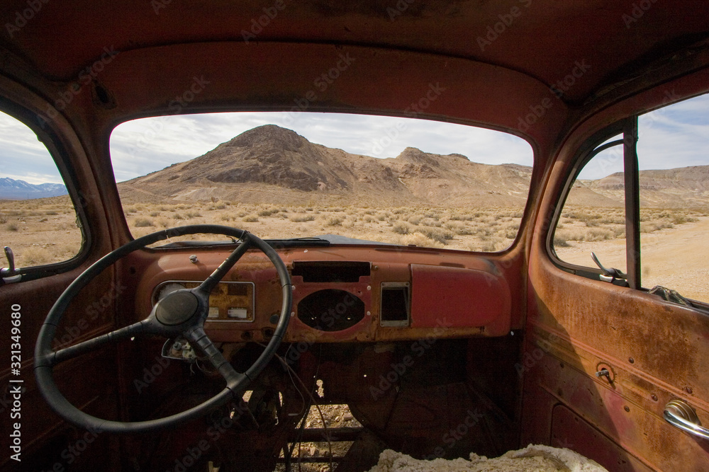 Inside of an old abandoned car Stock Photo | Adobe Stock