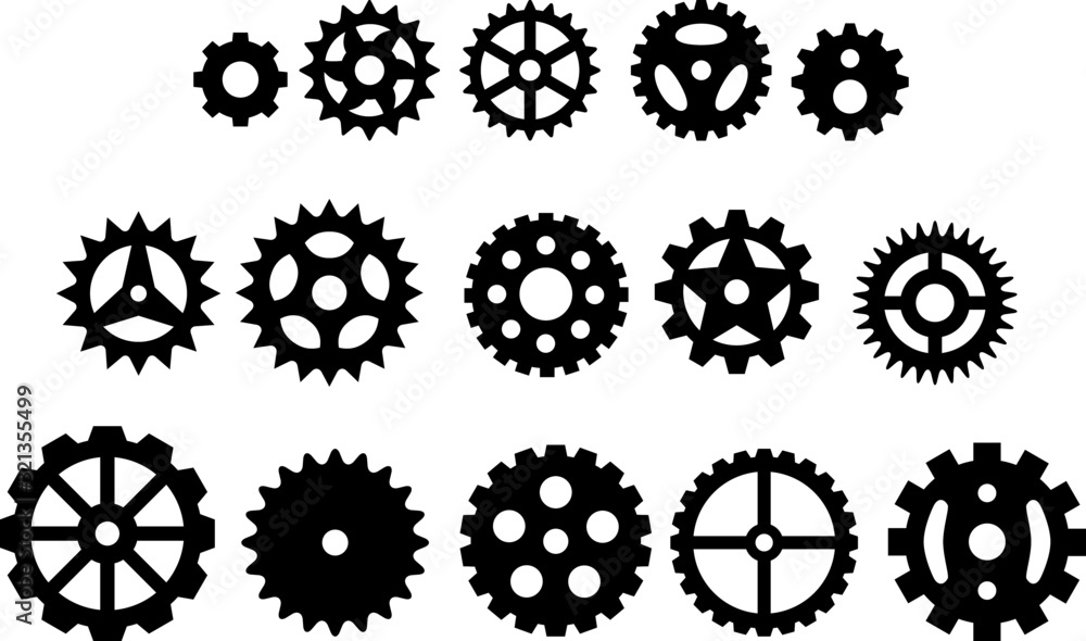 Vector gears cog cogwheel mechanical clock silhouette steampunk ...