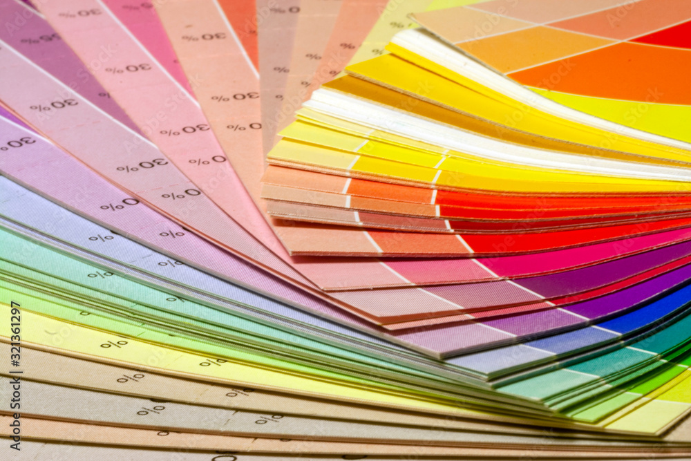 Color print of pantone statistics offset scale. Stock Photo | Adobe Stock