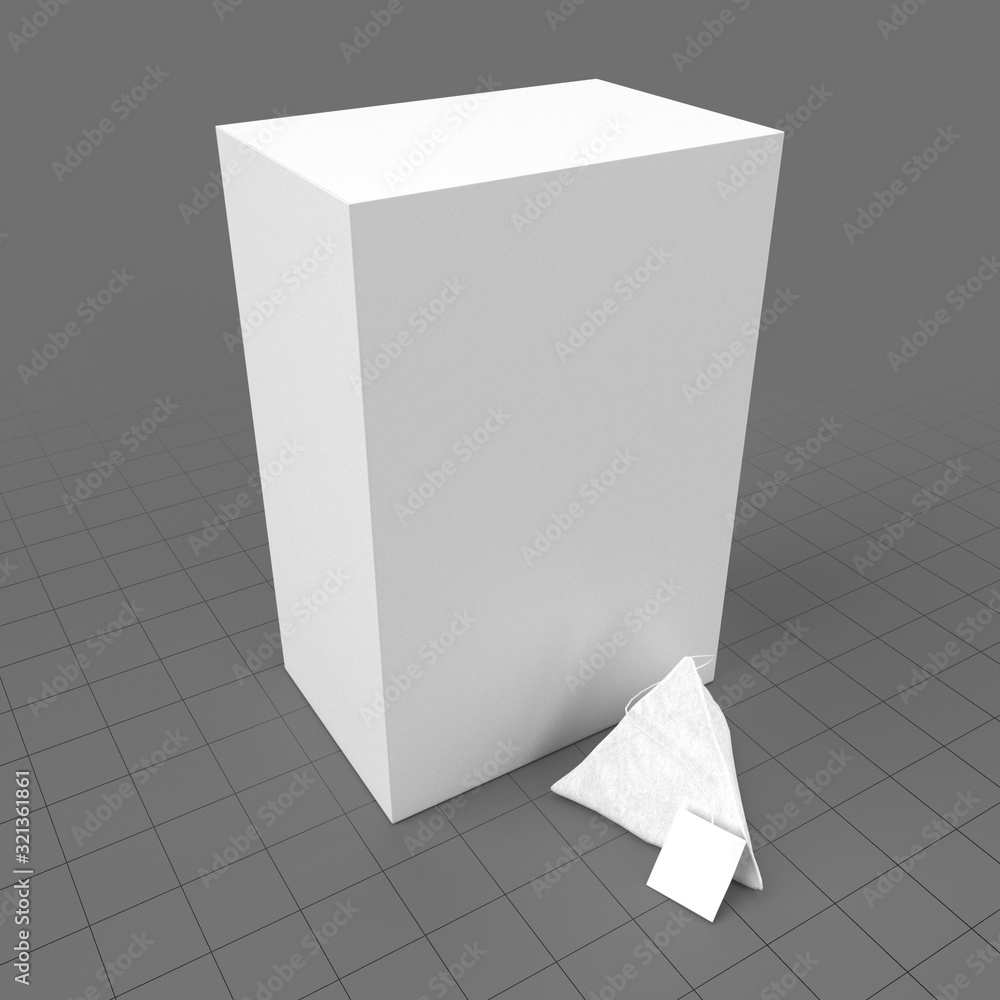 Closed tea box with tea bag Stock 3D asset | Adobe Stock