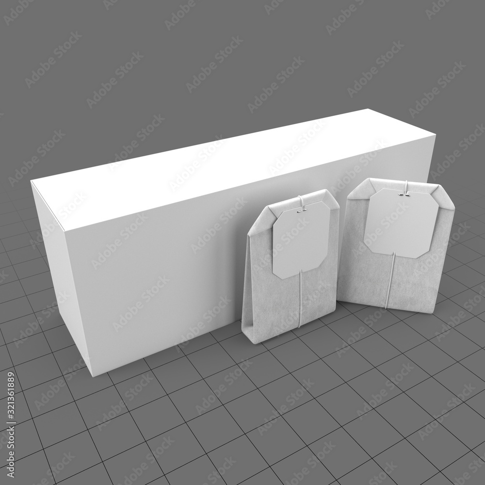 Closed tea box with tea bags Stock 3D asset | Adobe Stock