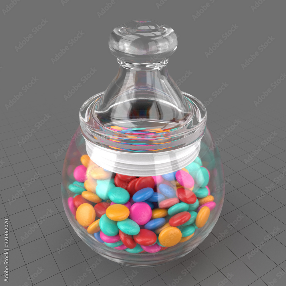 Candies in glass jar Stock 3D asset | Adobe Stock