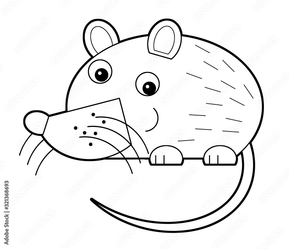 Cartoon animal rodent mouse or rat on white background coloring page ...