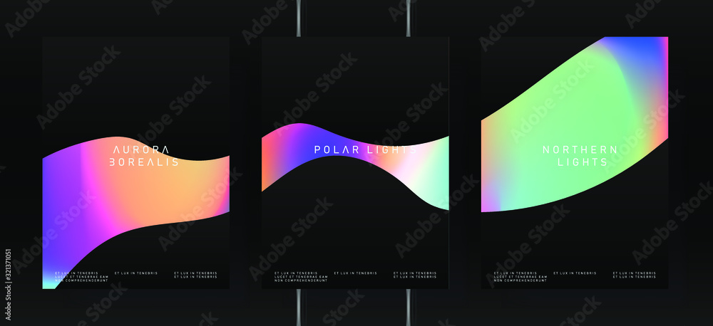 Set of shiny iridescent holographic foil texures for poster and cover ...