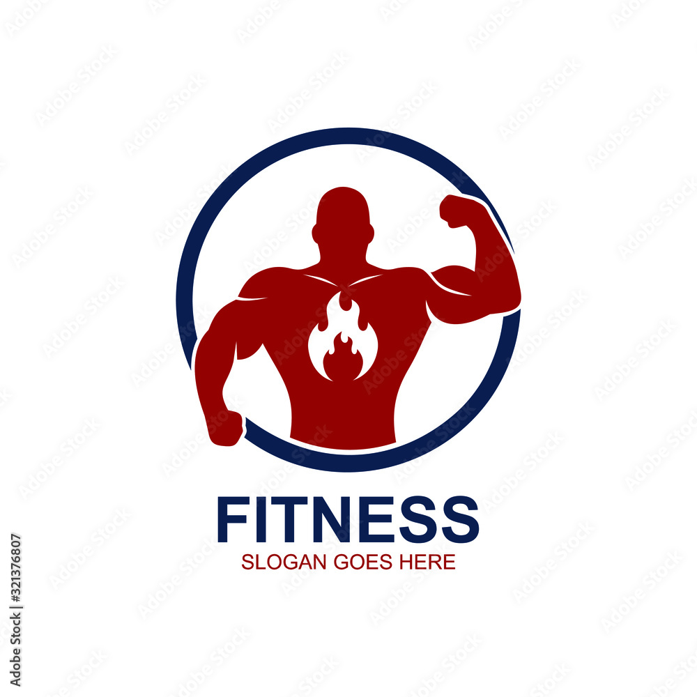 Body muscle fitness and gym logo design Stock Vector | Adobe Stock