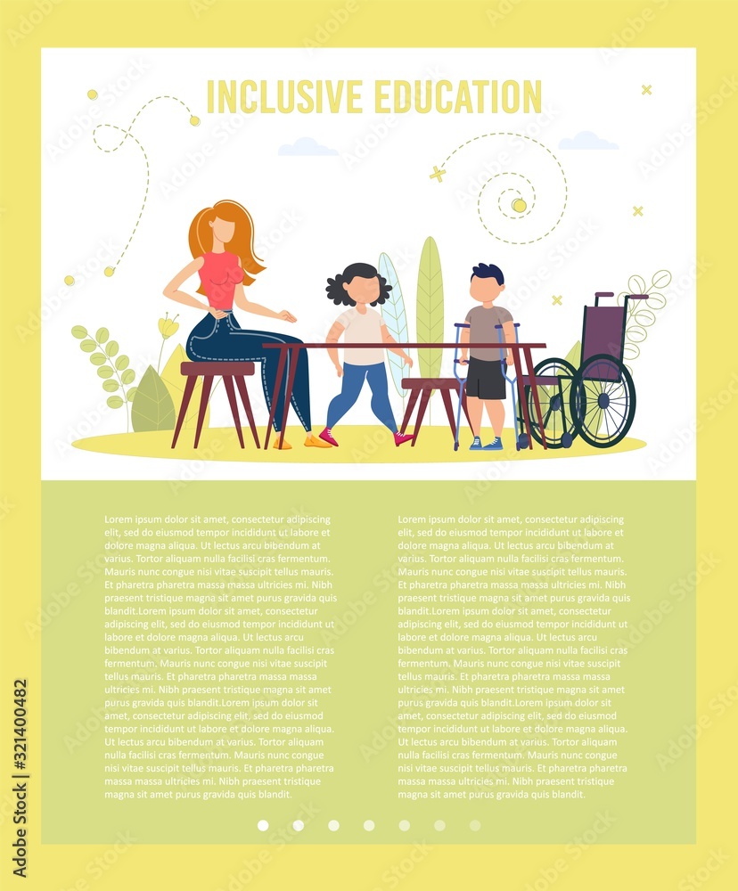 Inclusive Education School Program for Disabled Pupils Trendy Flat ...