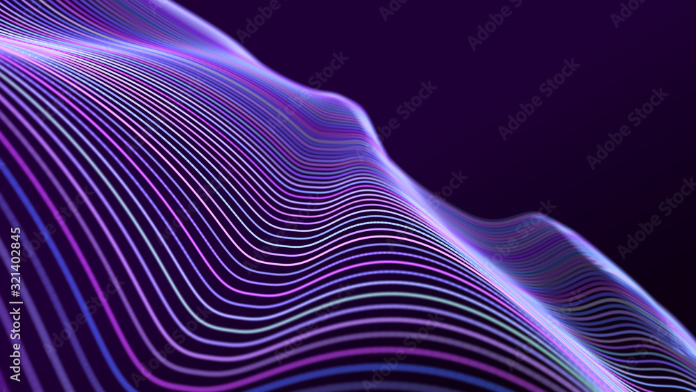 Abstract wave of sound particles. Equalizer for music. Signal ...