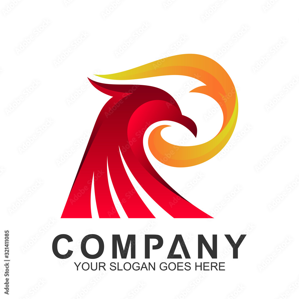 abstract eagle logo,eagle + letter r logo design concept Stock Vector ...