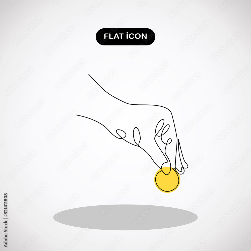 Hand with Coin money-continuous line drawing Stock Vector | Adobe Stock