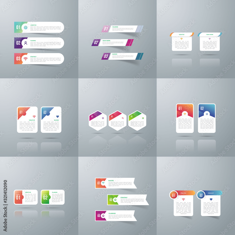 Infographic elements. Set of infographic design layouts with 9 option ...