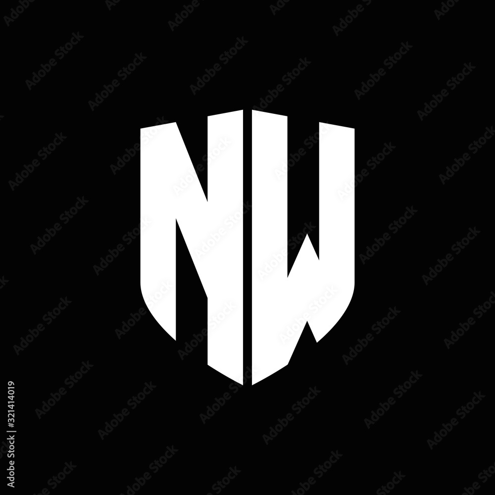 NW logo monogram with shield shape design template Stock Vector | Adobe ...