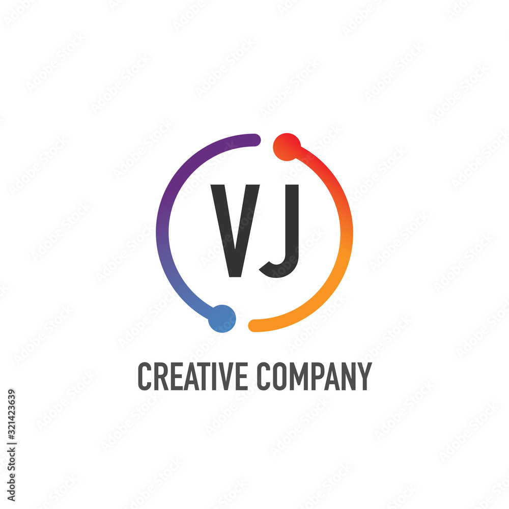 Initial Letter vj Creative Circle Logo Design Template Stock Vector ...
