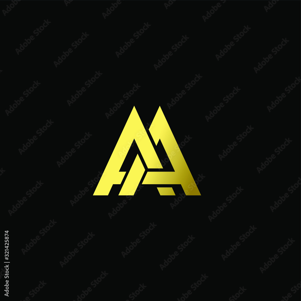 Gold AA simple letter luxury logo design with black background Stock ...
