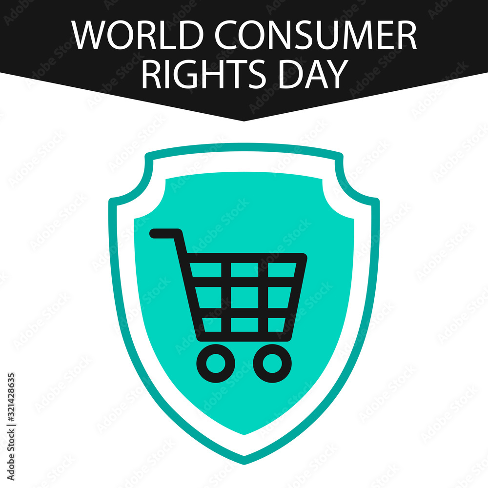 World consumer rights day. Icon of the food cart located on the ...