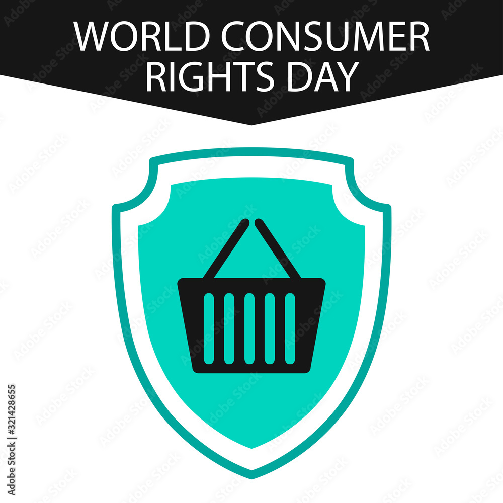 World consumer rights day. Icon of the food basket located on the ...