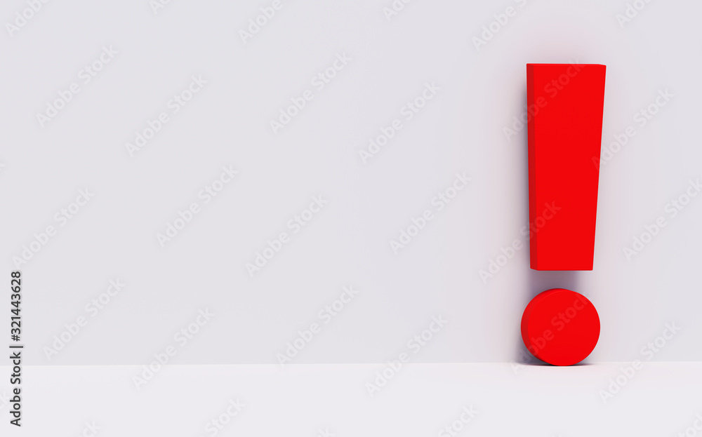Red exclamation mark on white background Stock Illustration | Adobe Stock