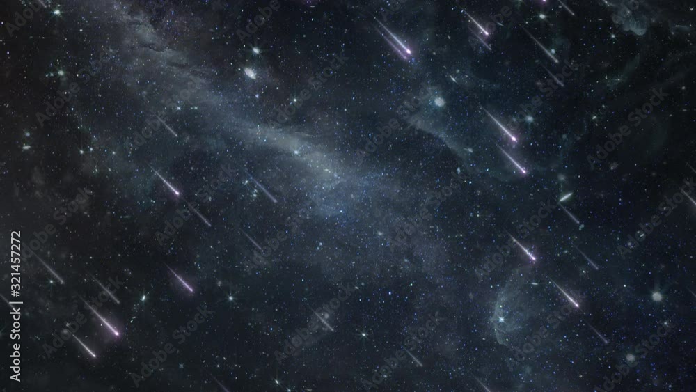 Shooting Star Comets Rain Down from Outer Space Night Sky Heavens - 4K ...