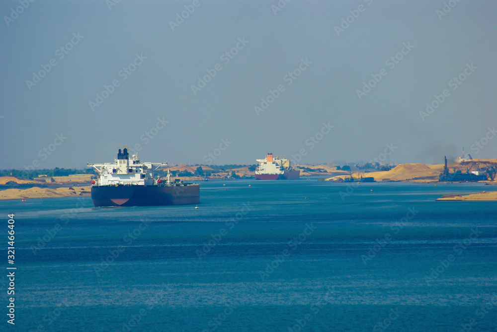 Product tanker vessel enter to Suez Canal in transit from south to nord ...