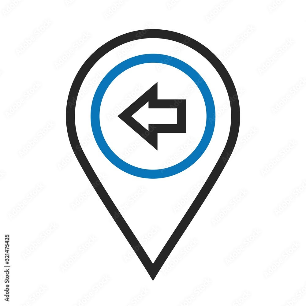 Twin color move left arrow Location Icon on white background to use in ...