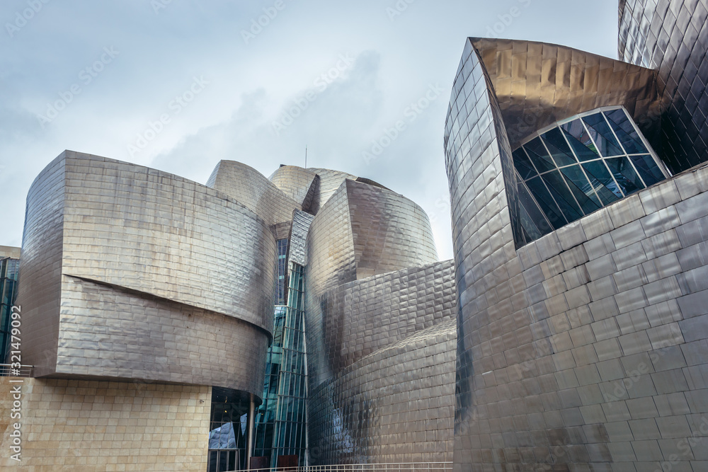 Bilbao, Spain - January 27, 2019: Facade of Guggenheim Museum in Bilbao ...