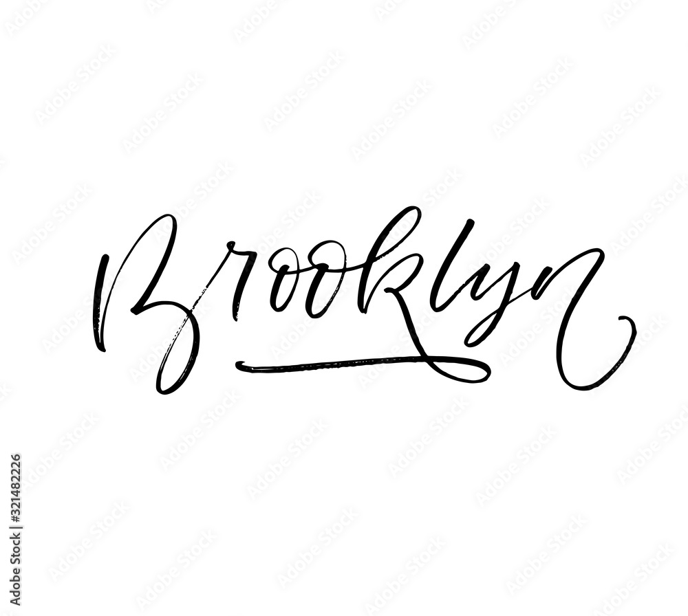 Brooklyn card. Hand drawn brush style modern calligraphy. Vector ...