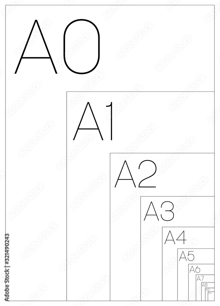 A Series Paper Sizes with labels. Simple flat vector illustration Stock ...