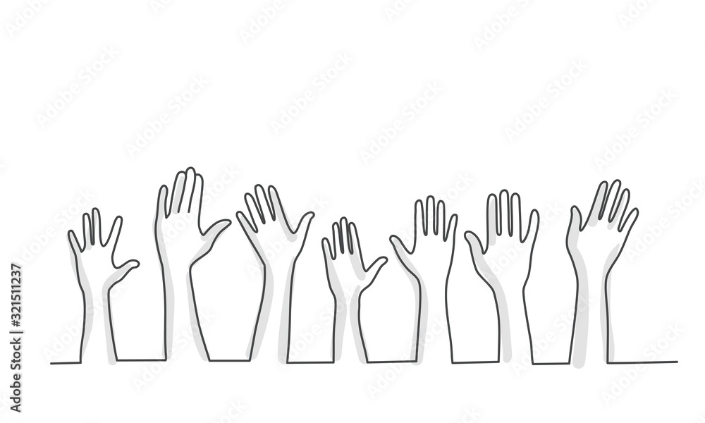 Line drawing vector illustration of different arms up. Stock Vector ...