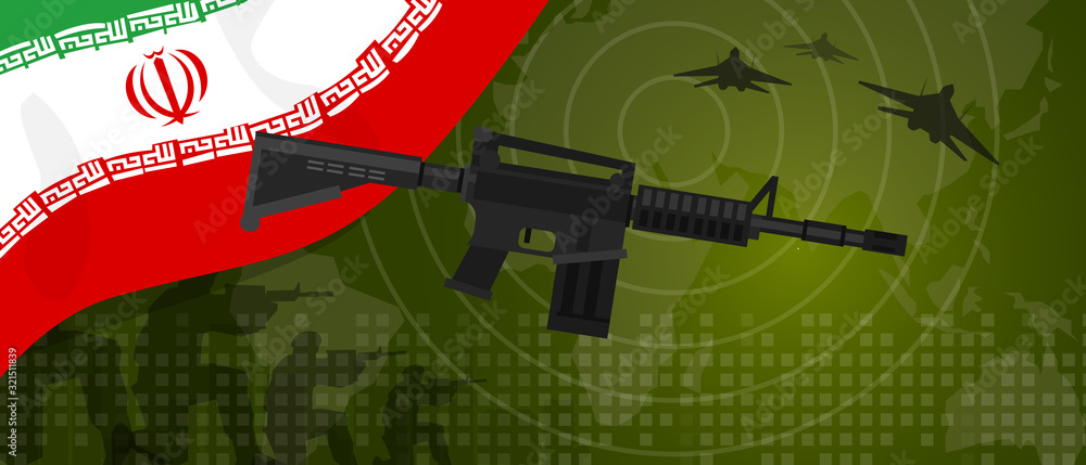 Iran modern warfare world map country army. Soldier with gun and plane ...