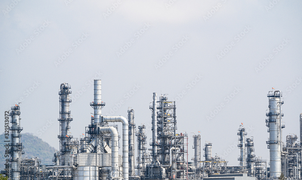 Industrial zone,The equipment of oil refining,Close-up of industrial ...